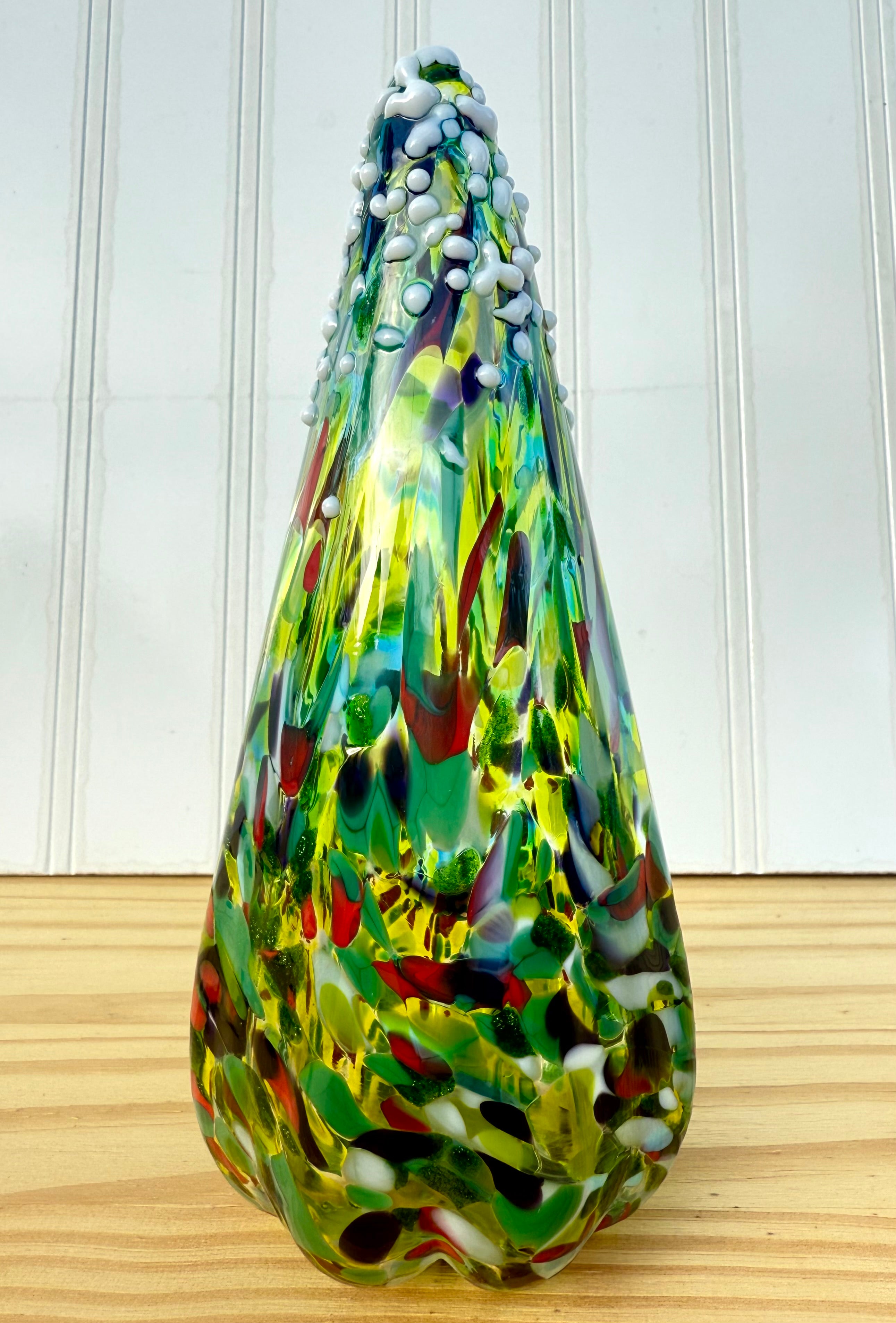 7" Green & Red Blown Glass Tree – Jason Mack Glass